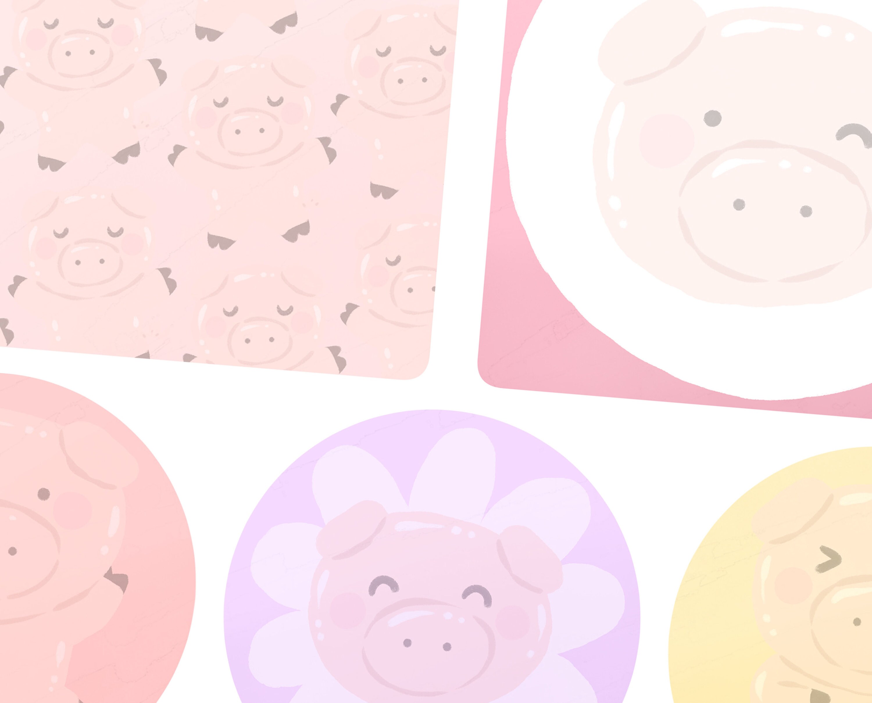 35 Cute Pig Digital Sticker Pack, Cute Pig Printable Stickers, Pig Png ...