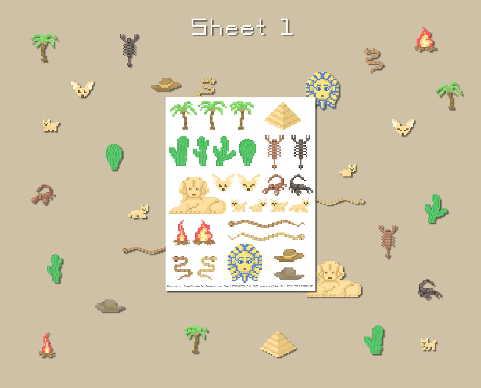 Desert Pixel Art Sticker Pack: Goodnotes, iPad Stickers, Digital ...