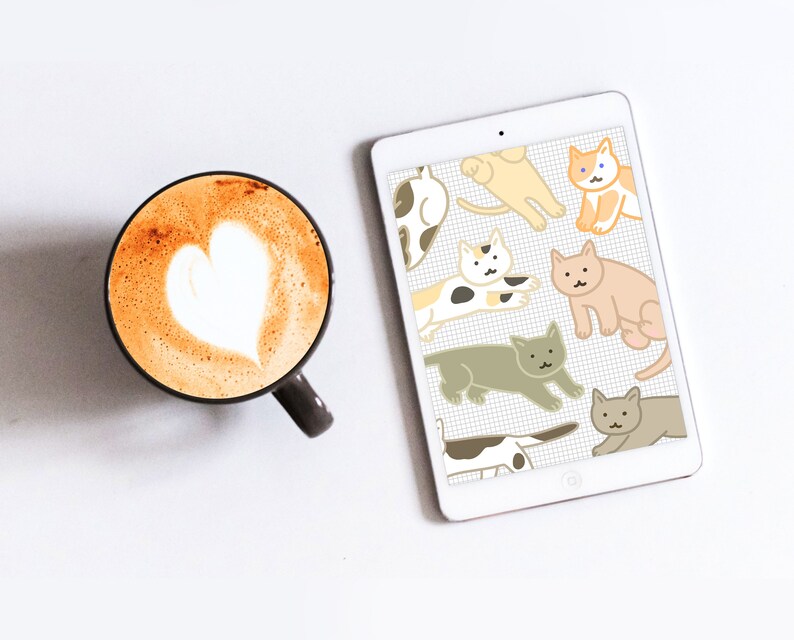 27 Cute Cat Digital Sticker Pack Cute Cat Printable Stickers - Etsy