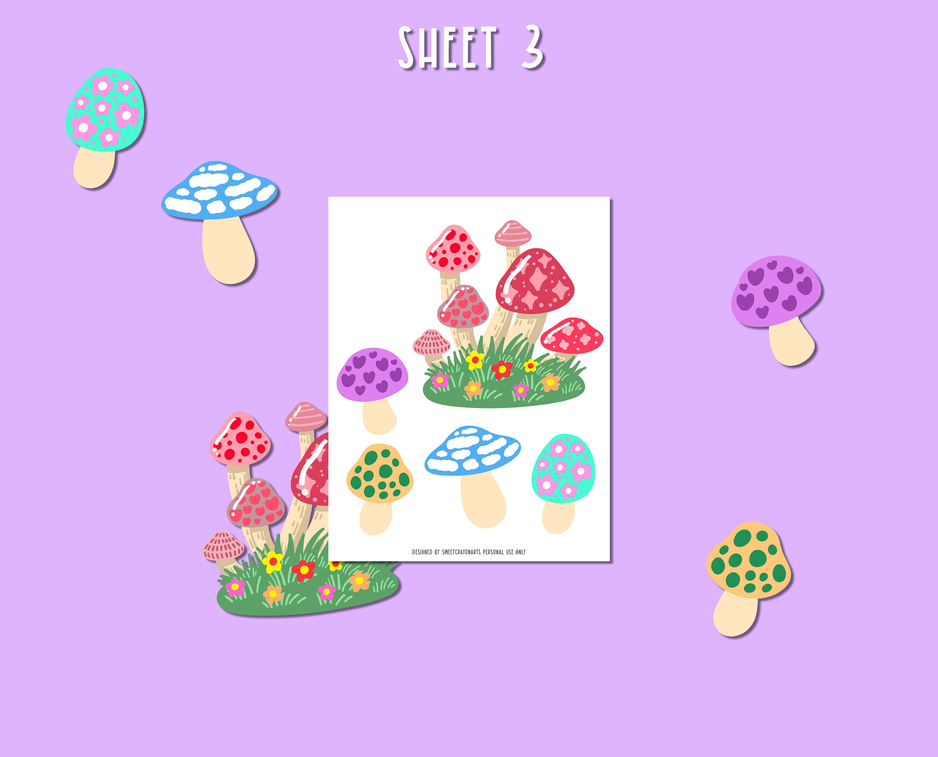51 Cute Mushroom Digital Sticker Pack Colorful Mushroom - Etsy