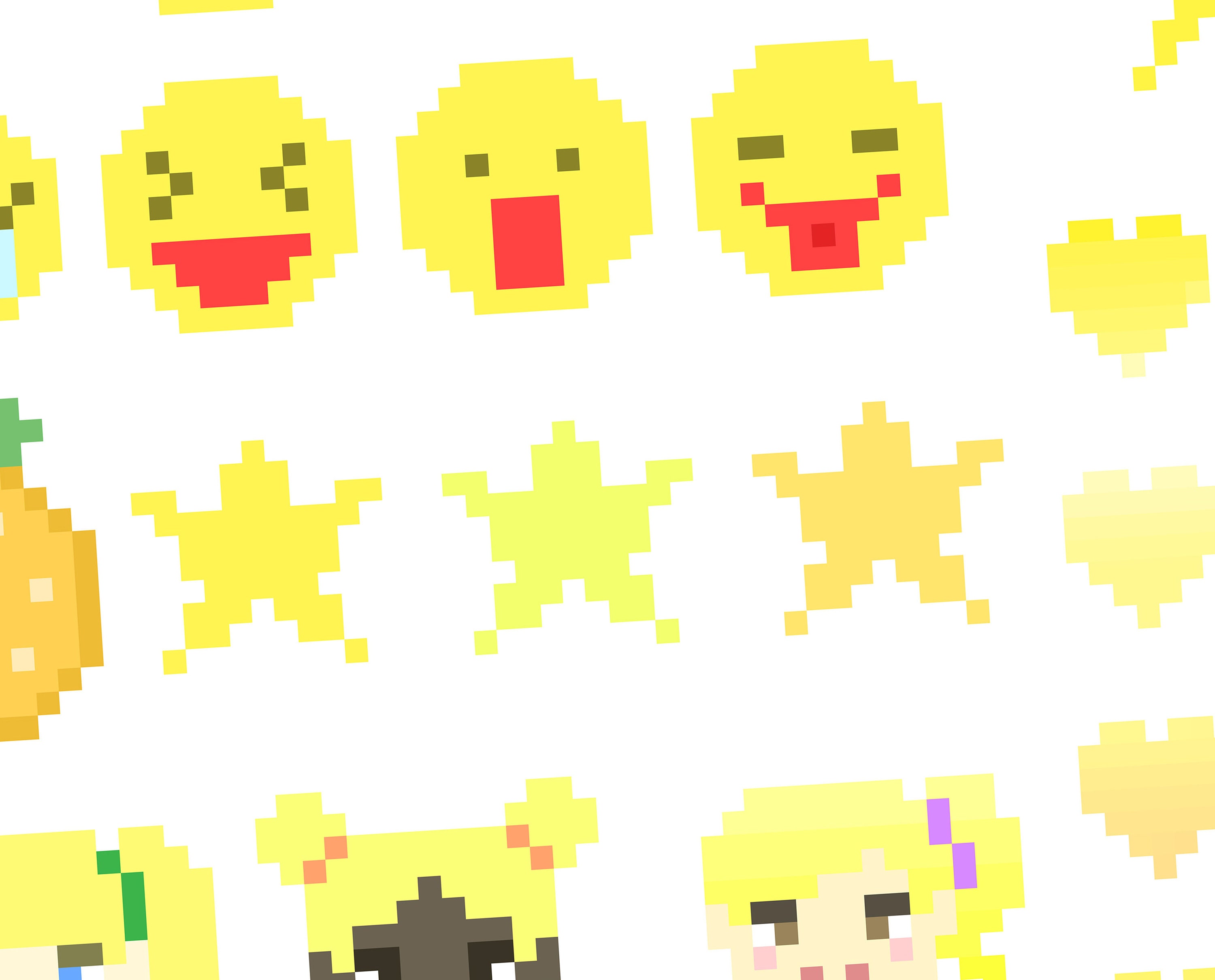 60 Yellow Pixel Art Digital Sticker Pack Cute Pixel Art - Etsy