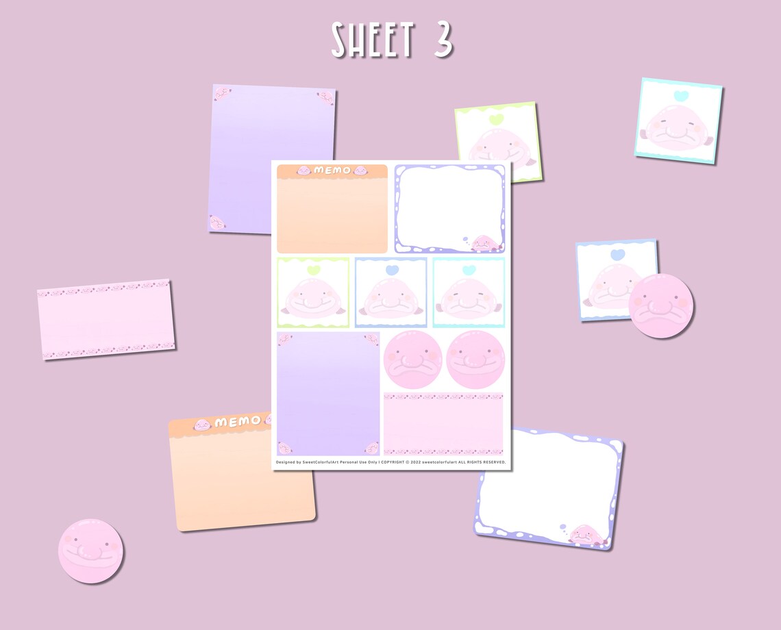 34 Cute Blobfish Digital Sticker Pack Pink Blob Fish - Etsy