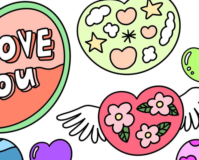 53 Cute Heart Digital Stickers Heart Shape Printable - Etsy