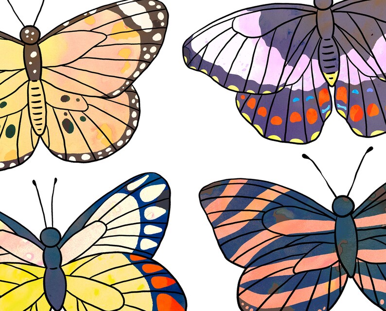 8 Butterfly Digital Stickers, Butterfly Printable Stickers, Goodnotes ...