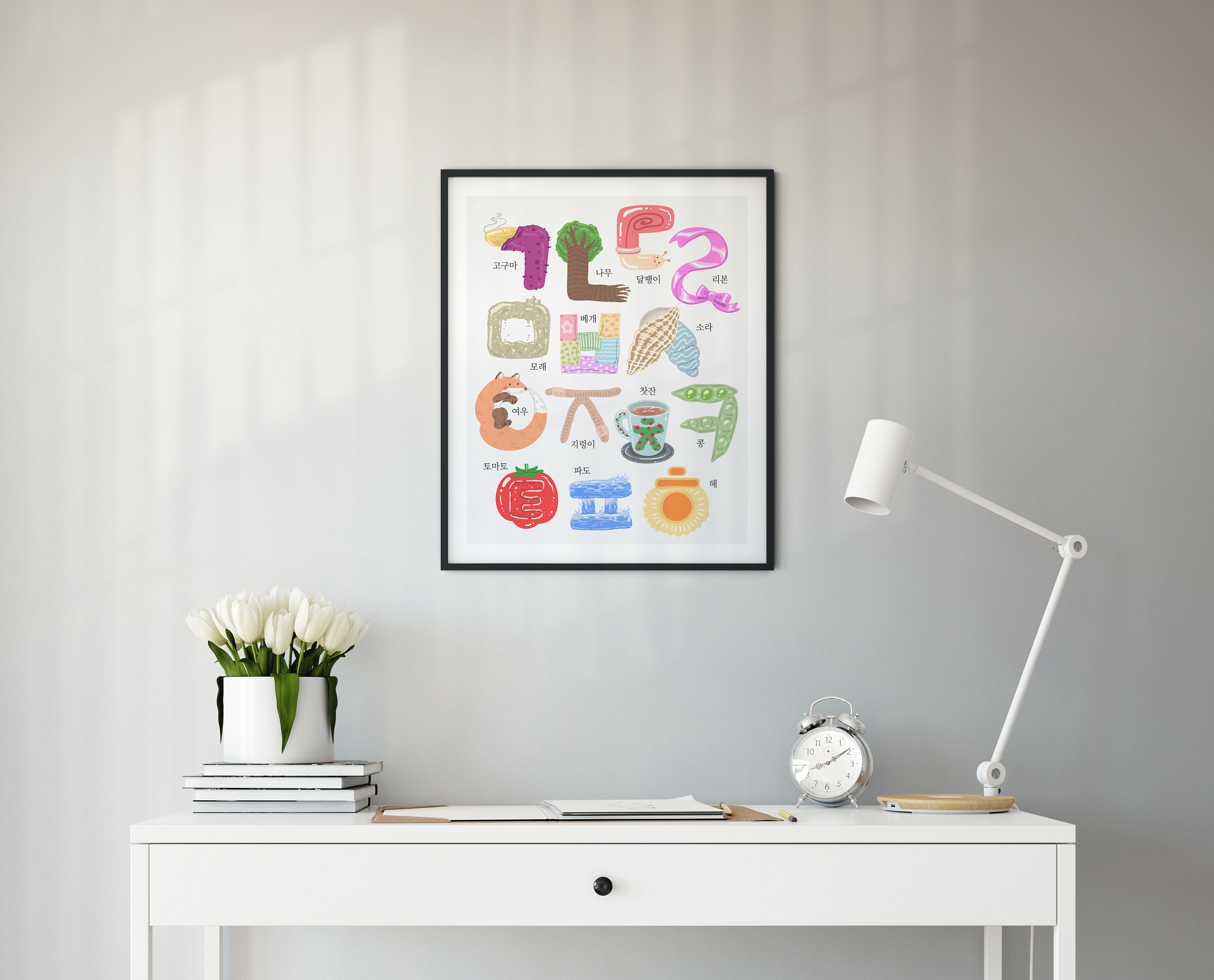 Learning Korean Hanguel Wall Art, Korean Abc Poster, Educational Wall ...