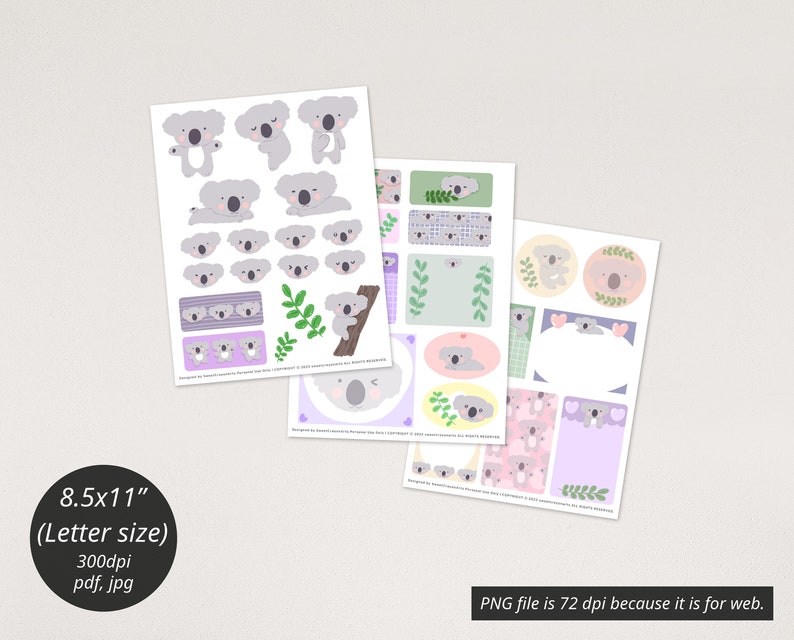 35 Cute Koala Digital Sticker Pack, Cute Koala Printable Stickers ...
