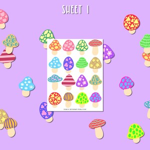 51 Cute Mushroom Digital Sticker Pack, Colorful Mushroom Sticker ...