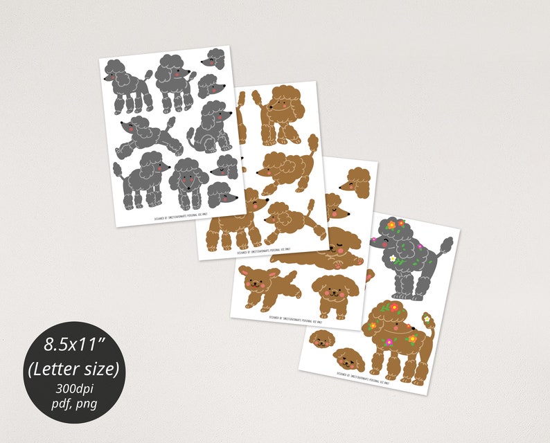 31 Cute Poodle Digital Sticker Pack Printable Stickers Dog | Etsy