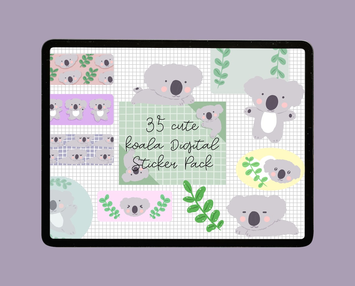 35 Cute Koala Digital Sticker Pack, Cute Koala Printable Stickers ...