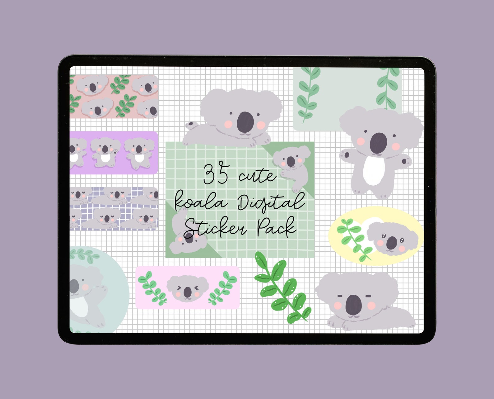 35 Cute Koala Digital Sticker Pack, Cute Koala Printable Stickers ...