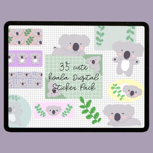 35 Cute Koala Digital Sticker Pack, Cute Koala Printable Stickers ...