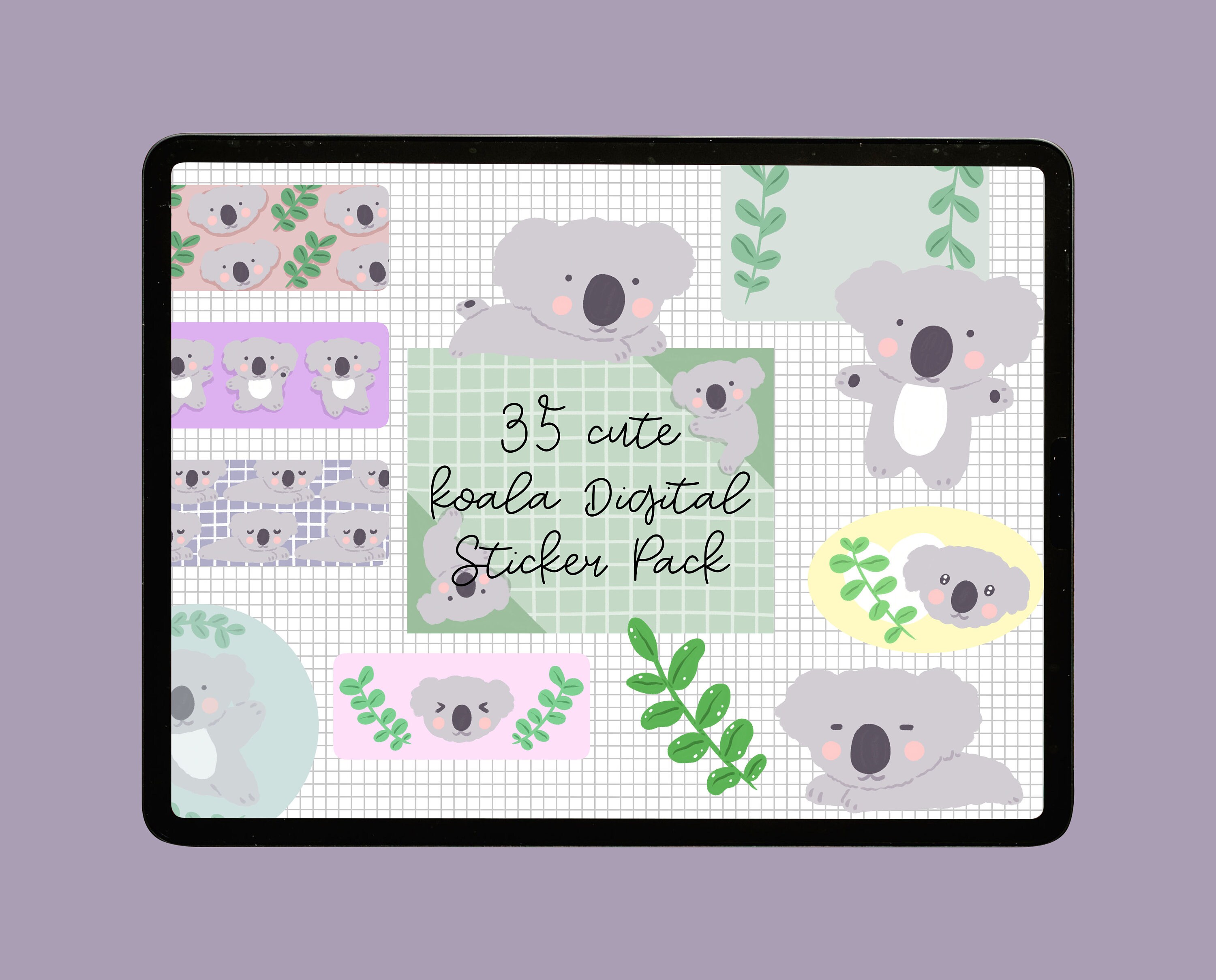 35 Cute Koala Digital Sticker Pack, Cute Koala Printable Stickers ...