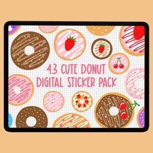 43 Cute Donut Digital Sticker Pack, Cute Food Stickers, Printable ...