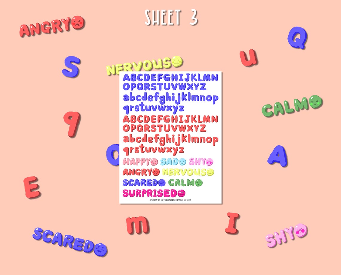 Cute Alphabet Digital Sticker Pack Printable Stickers Letter - Etsy