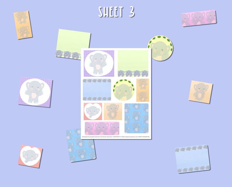 37 Cute Elephant Digital Sticker Pack Baby Elephant Printable - Etsy