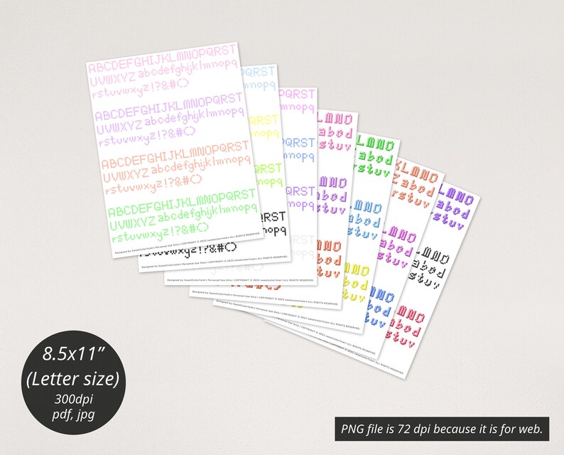 1392 Cute Pixel Alphabet Digital Sticker Pack Letter - Etsy