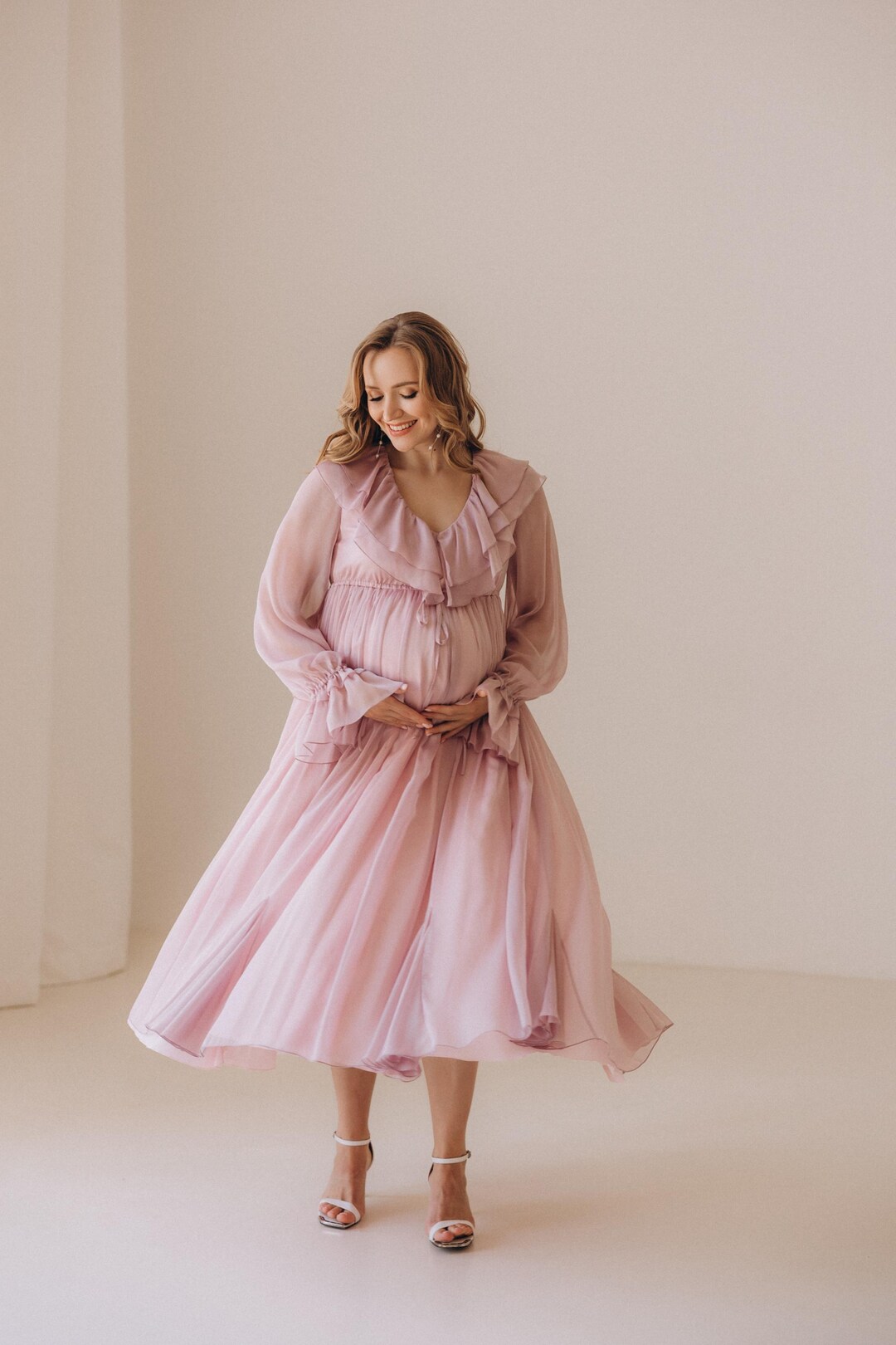 Baby Gender Reveal Dress, Baby Shower Dress, Casual Pink Maternity ...