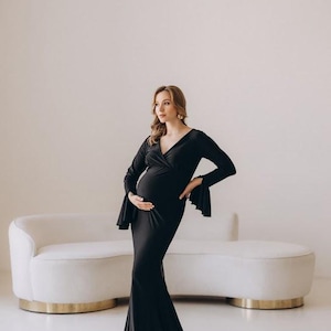 Goth Dress, Black Evening Gown, Maternity Gown, Bridesmaid Dress, Black ...