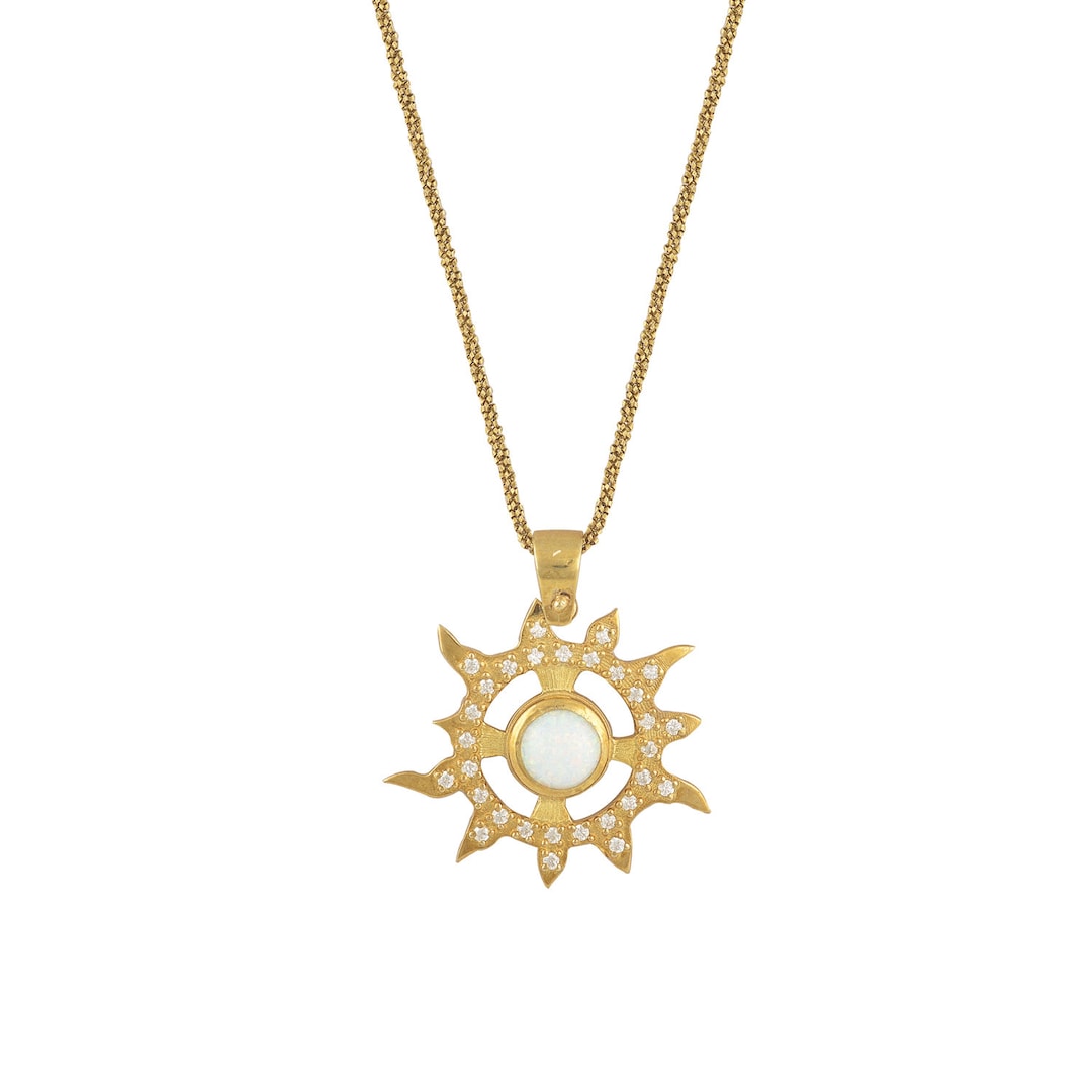 God Sun Pendant With Opal Stone and Zircon - Etsy