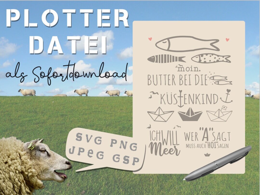 SVG Plotterdatei Maritim, Fisch Plotterdatei, Maritime Datei SVG, Digitale Plotterdatei ...