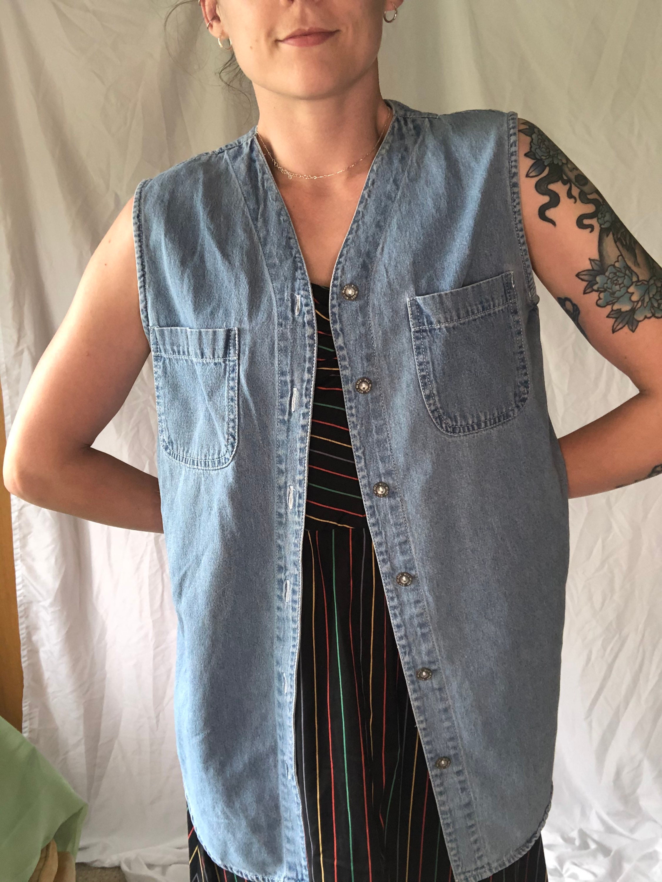 Vintage 80s Denim Vest - Etsy