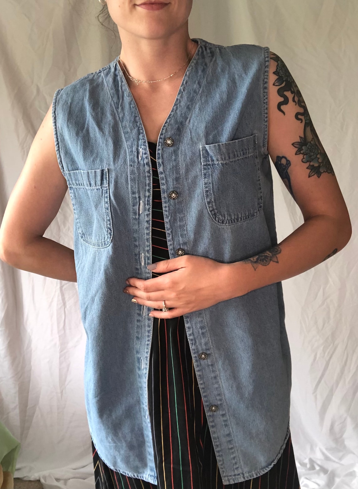 Vintage 80s Denim Vest - Etsy