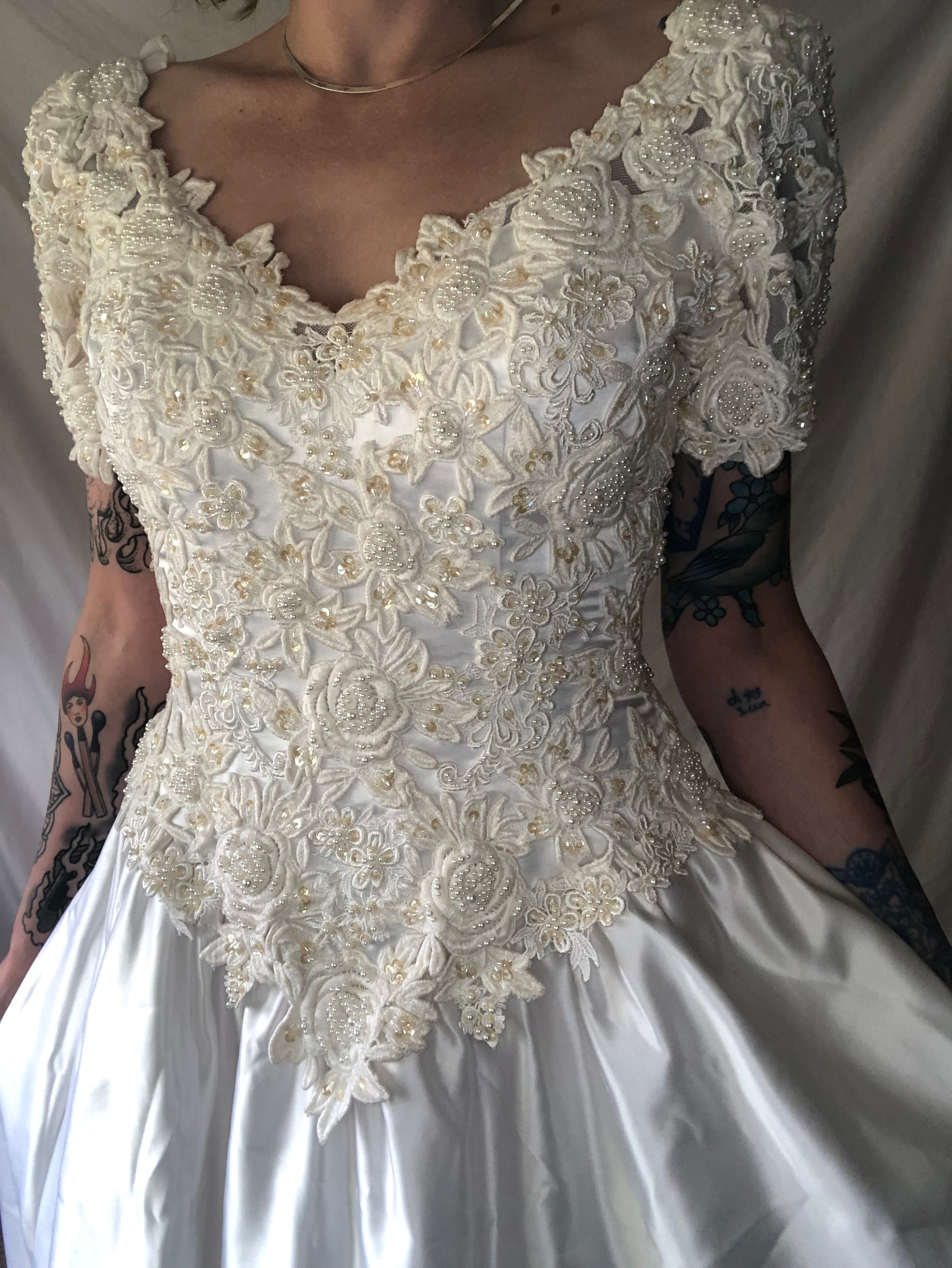 Silk & Beaded 1980s Wedding Dress - Etsy