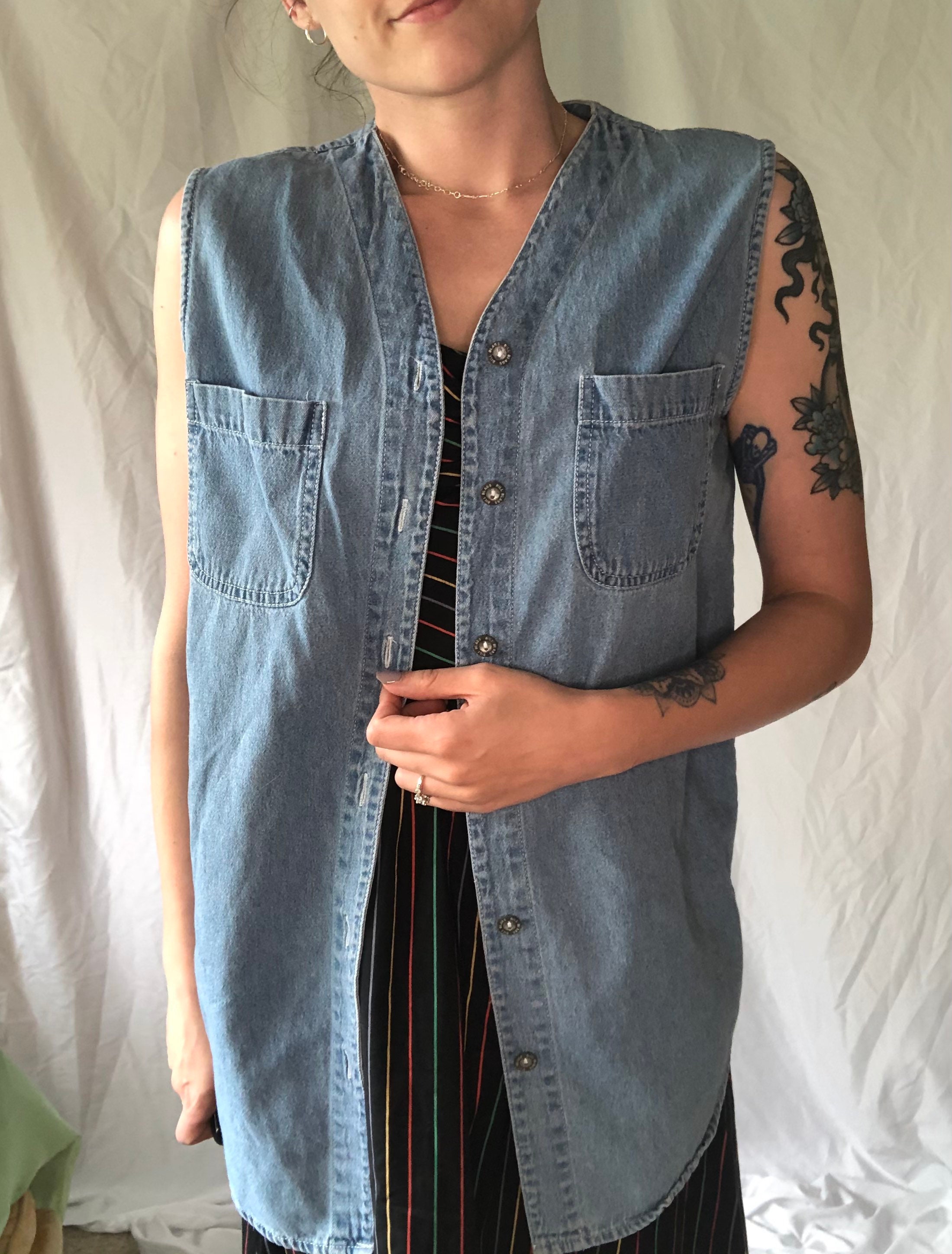 Vintage 80s Denim Vest - Etsy