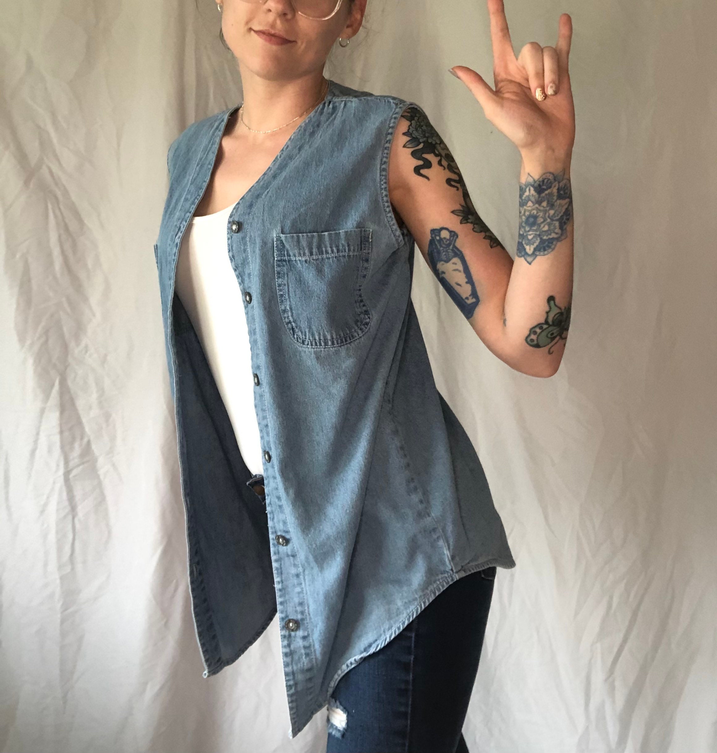 Vintage 80s Denim Vest - Etsy
