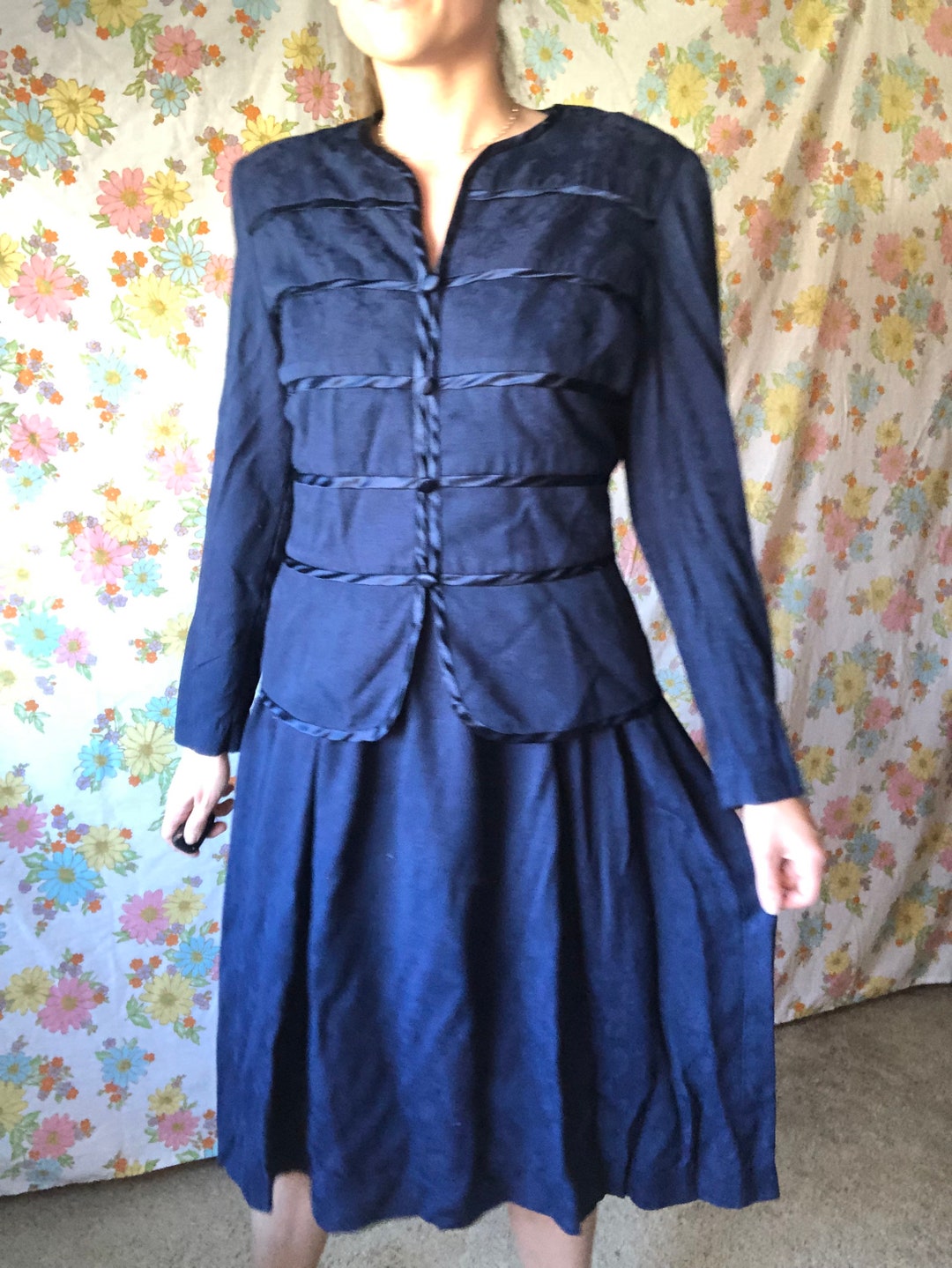Vintage 80s Military Style Dress - Etsy