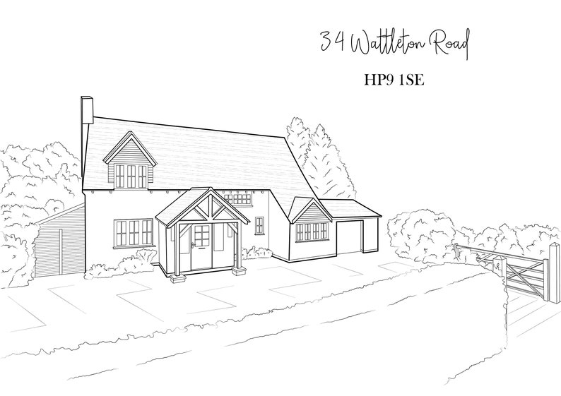 House Drawing, Drawing of Home, House Sketch, Drawing From Photo, Line ...
