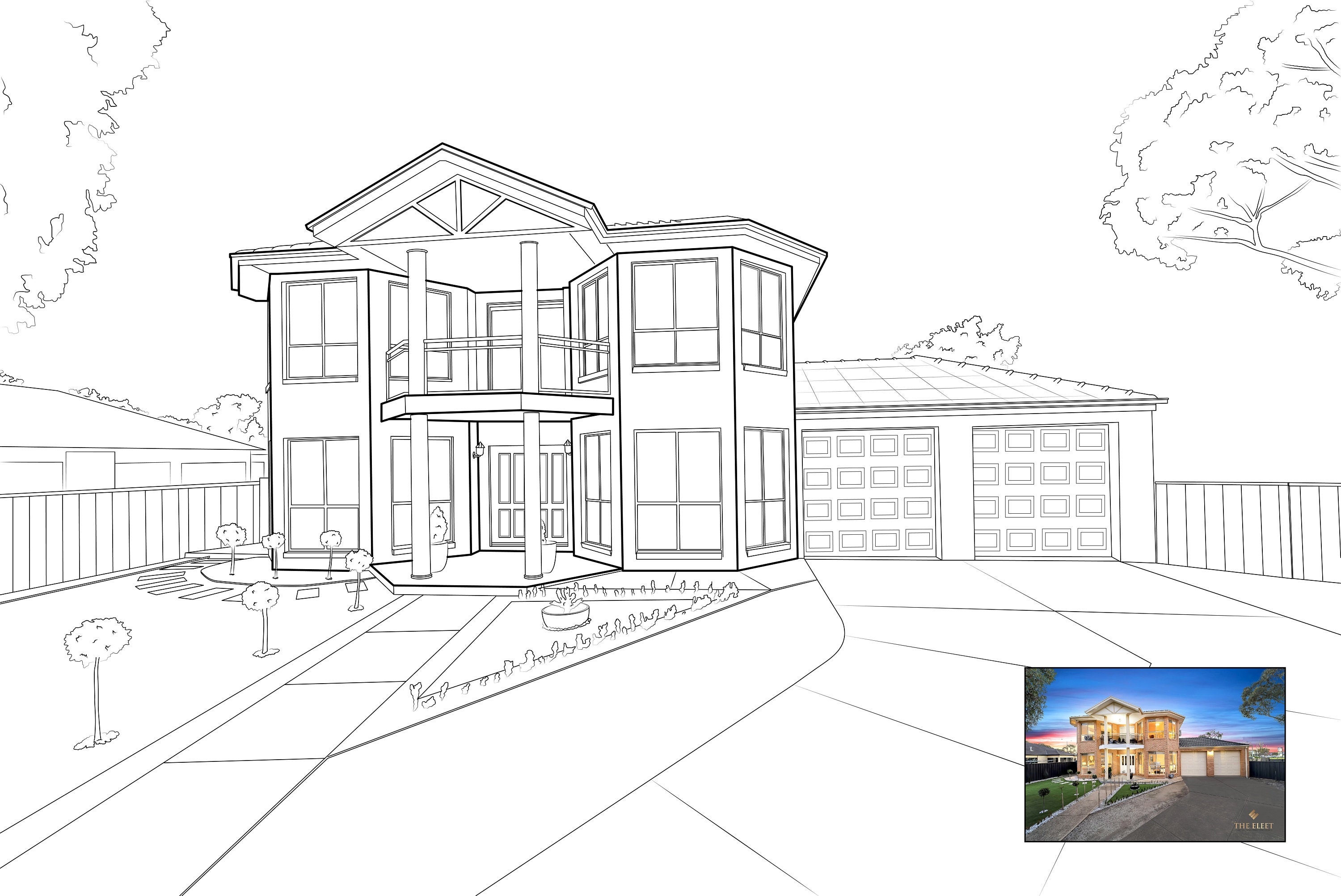 House Drawing, Drawing of Home, House Sketch, Drawing From Photo, Line ...