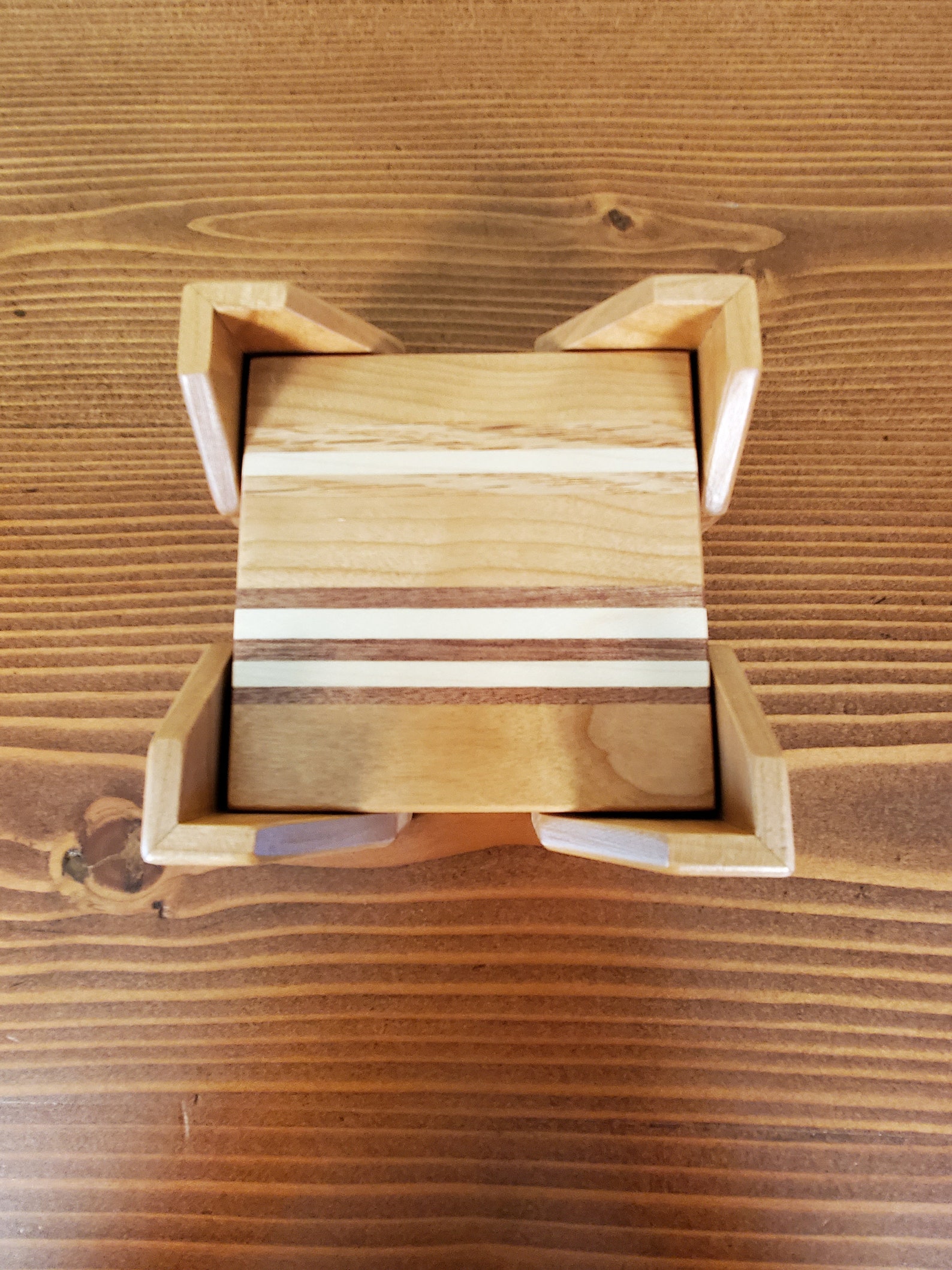 Wooden Coaster Set with Holder Coaster Set of 4 Drink | Etsy