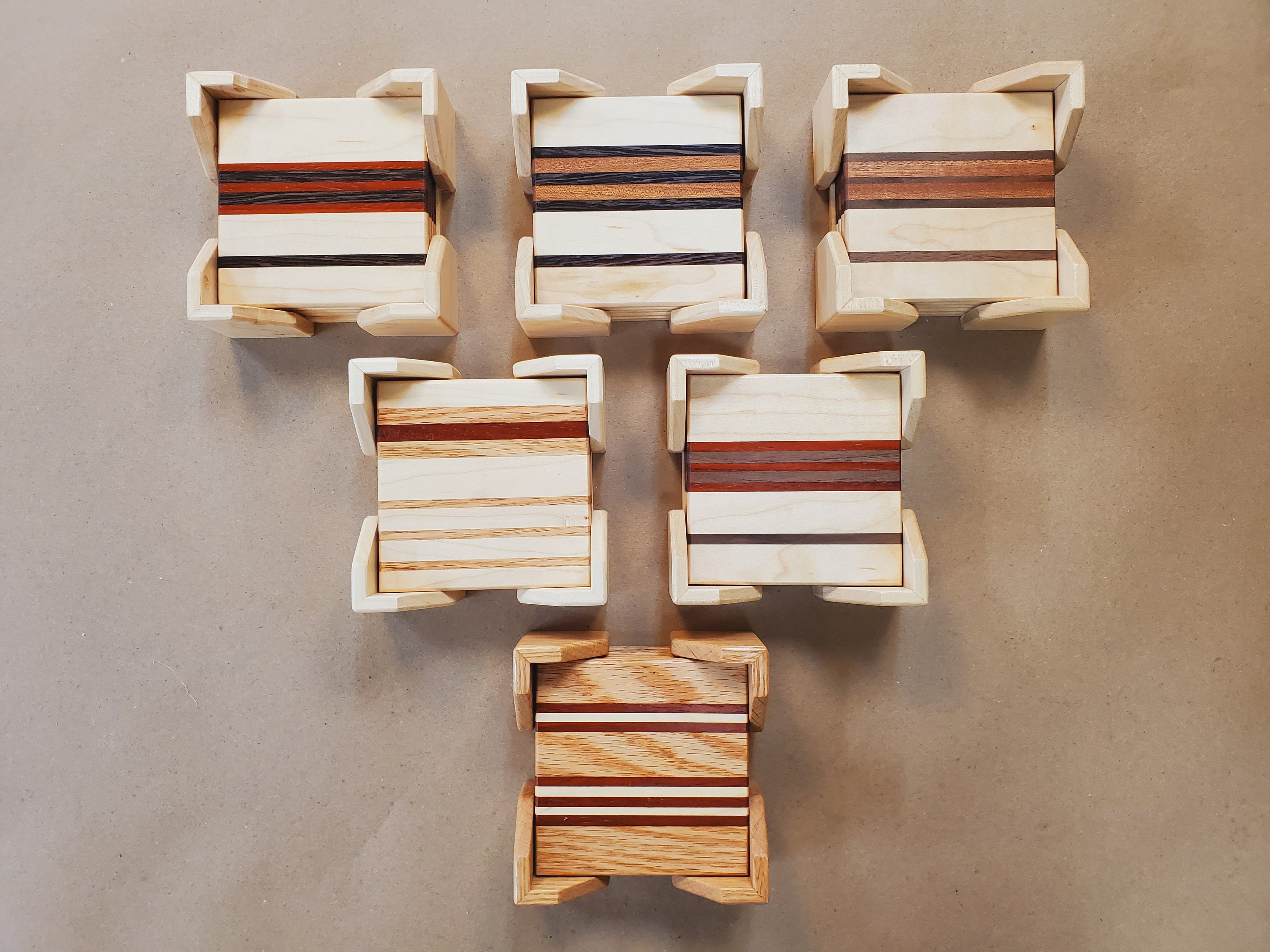 Wooden Coaster Set With Holder Coaster Set of 4 Drink Coaster Set - Etsy