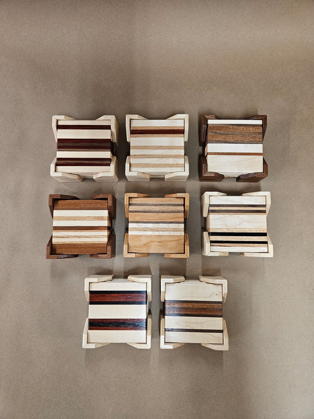 Wooden Coaster Set With Holder Coaster Set of 4 Drink Coaster Set - Etsy