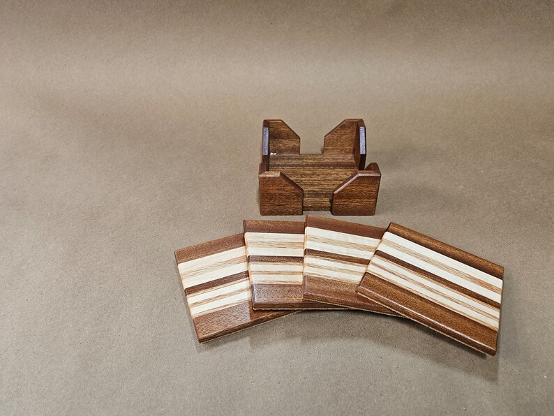 Wooden Coaster Set With Holder Coaster Set of 4 Drink Coaster Set - Etsy
