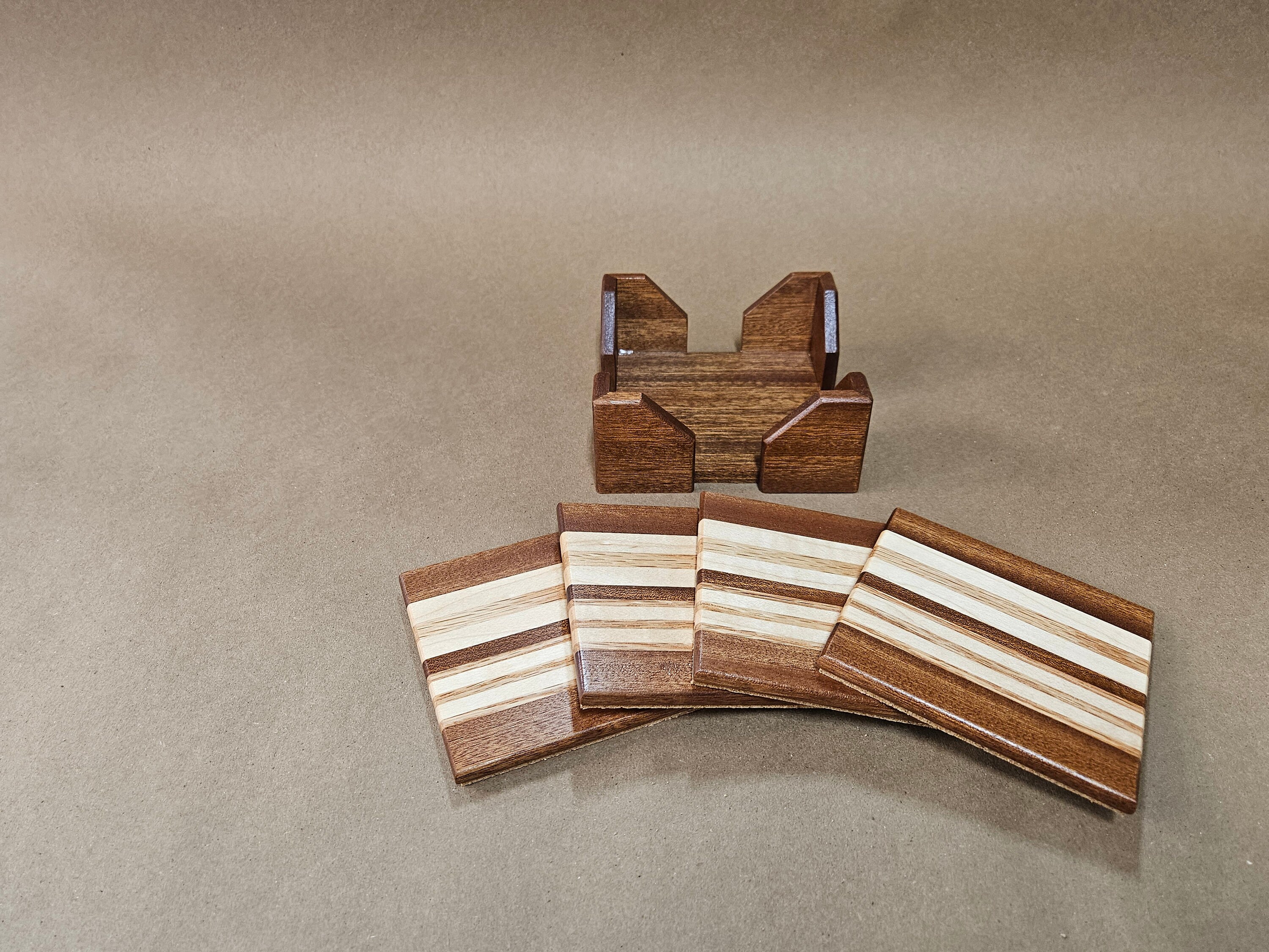 Wooden Coaster Set With Holder Coaster Set of 4 Drink Coaster Set - Etsy