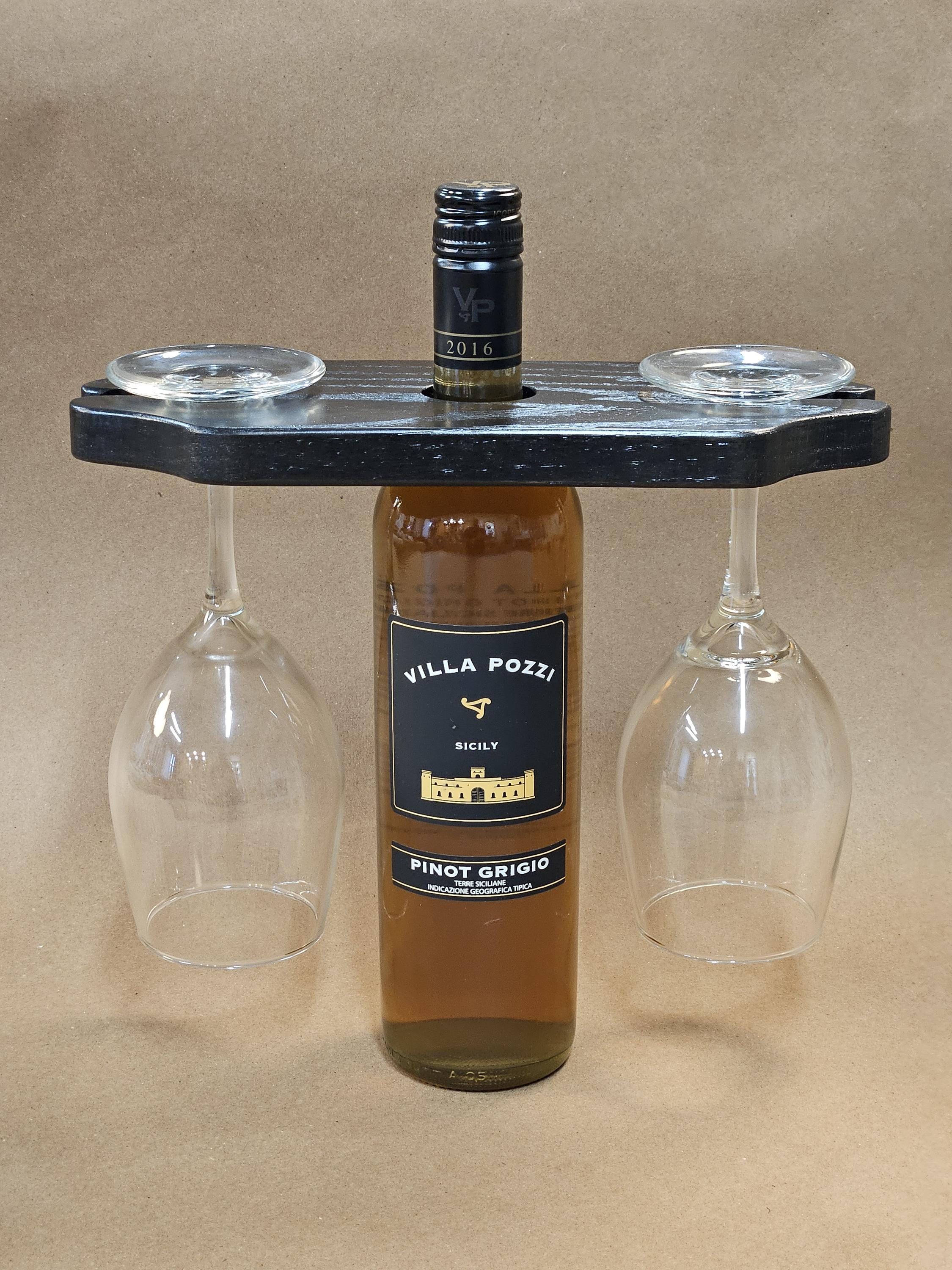 Handcrafted Wood Wine and Glass Caddy: Unique Color Variations - Etsy