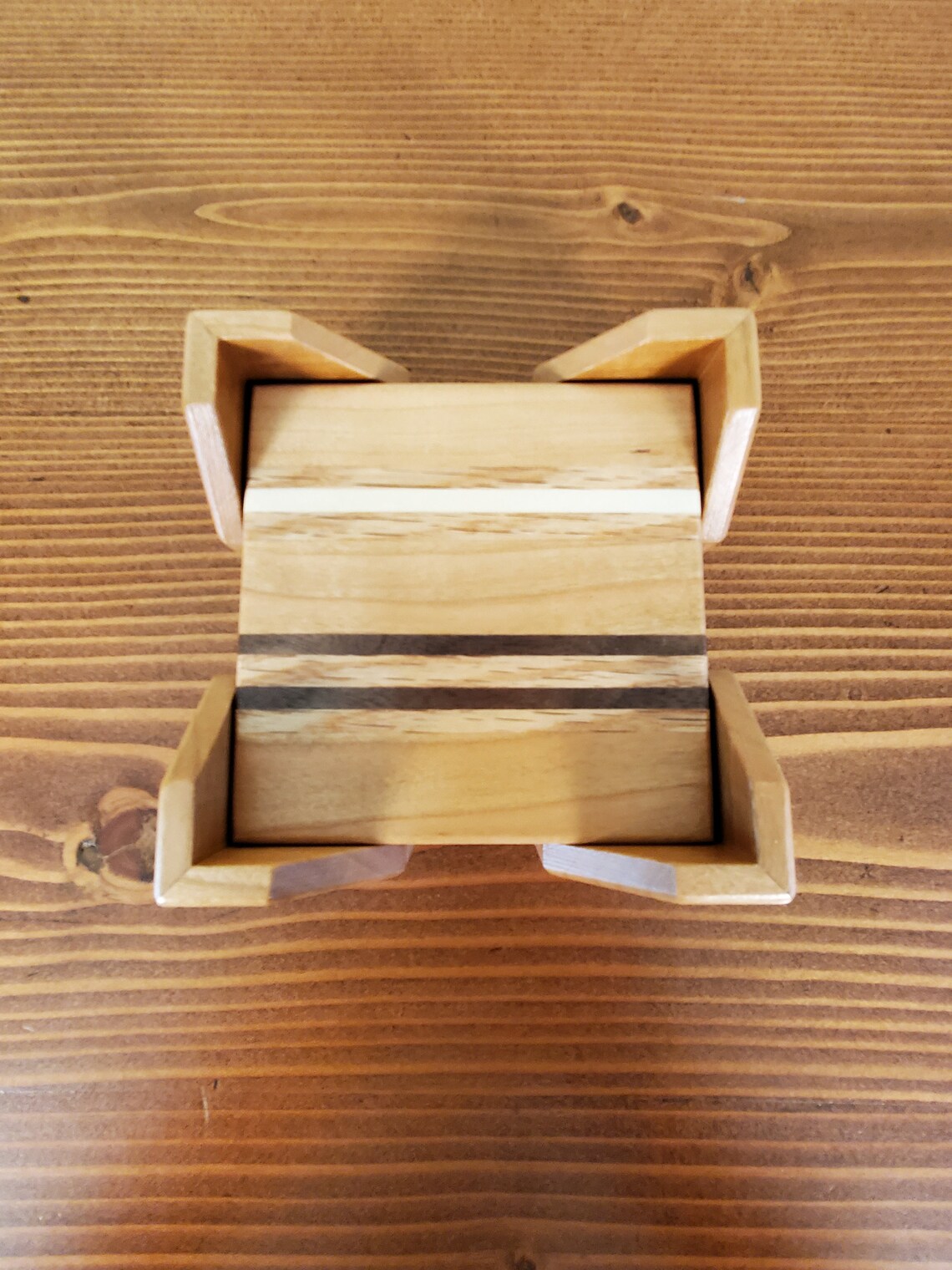 Wooden Coaster Set with Holder Coaster Set of 4 Drink | Etsy