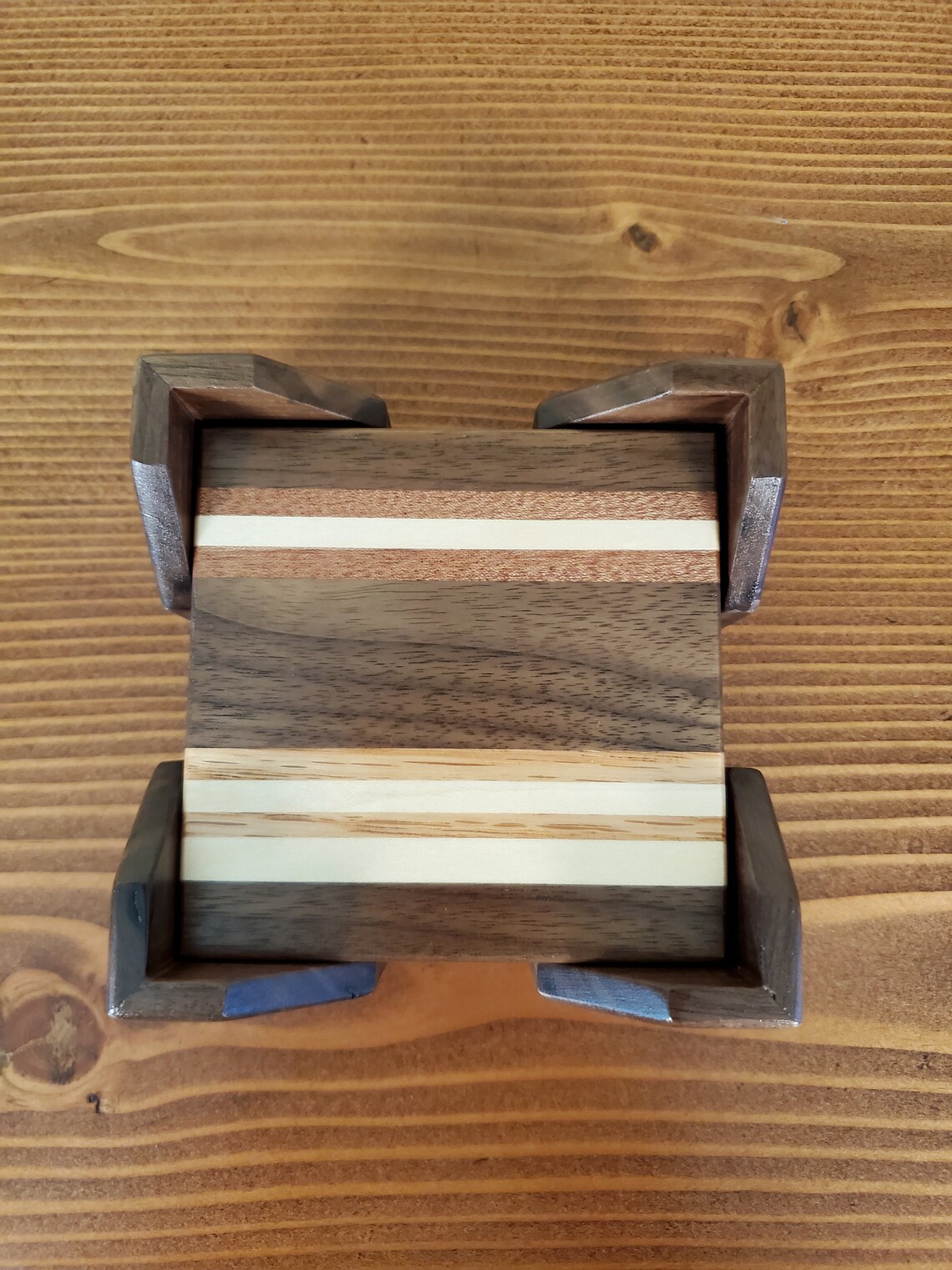 Wooden Coaster Set with Holder Coaster Set of 4 Drink | Etsy