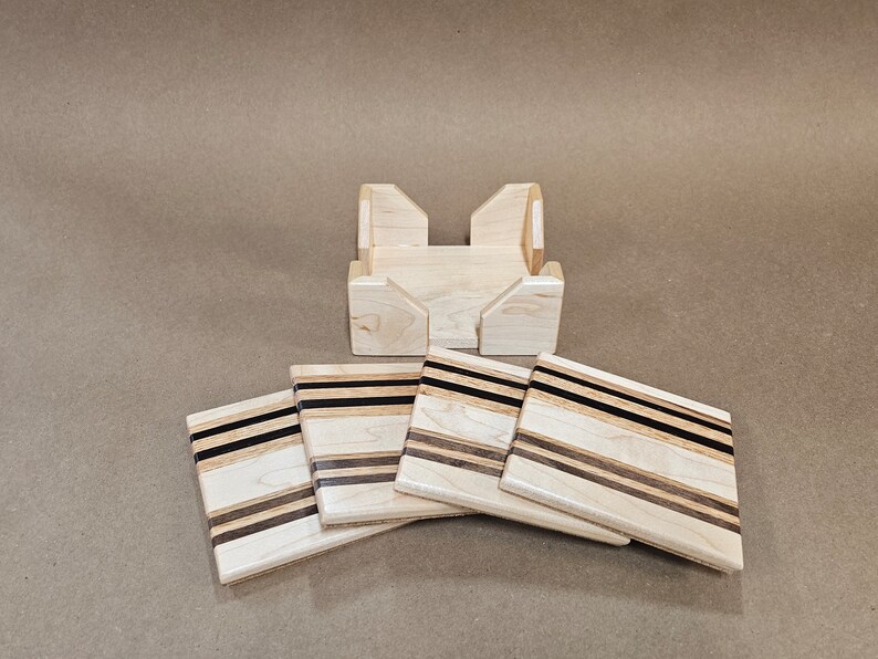 Wooden Coaster Set With Holder Coaster Set of 4 Drink Coaster Set - Etsy