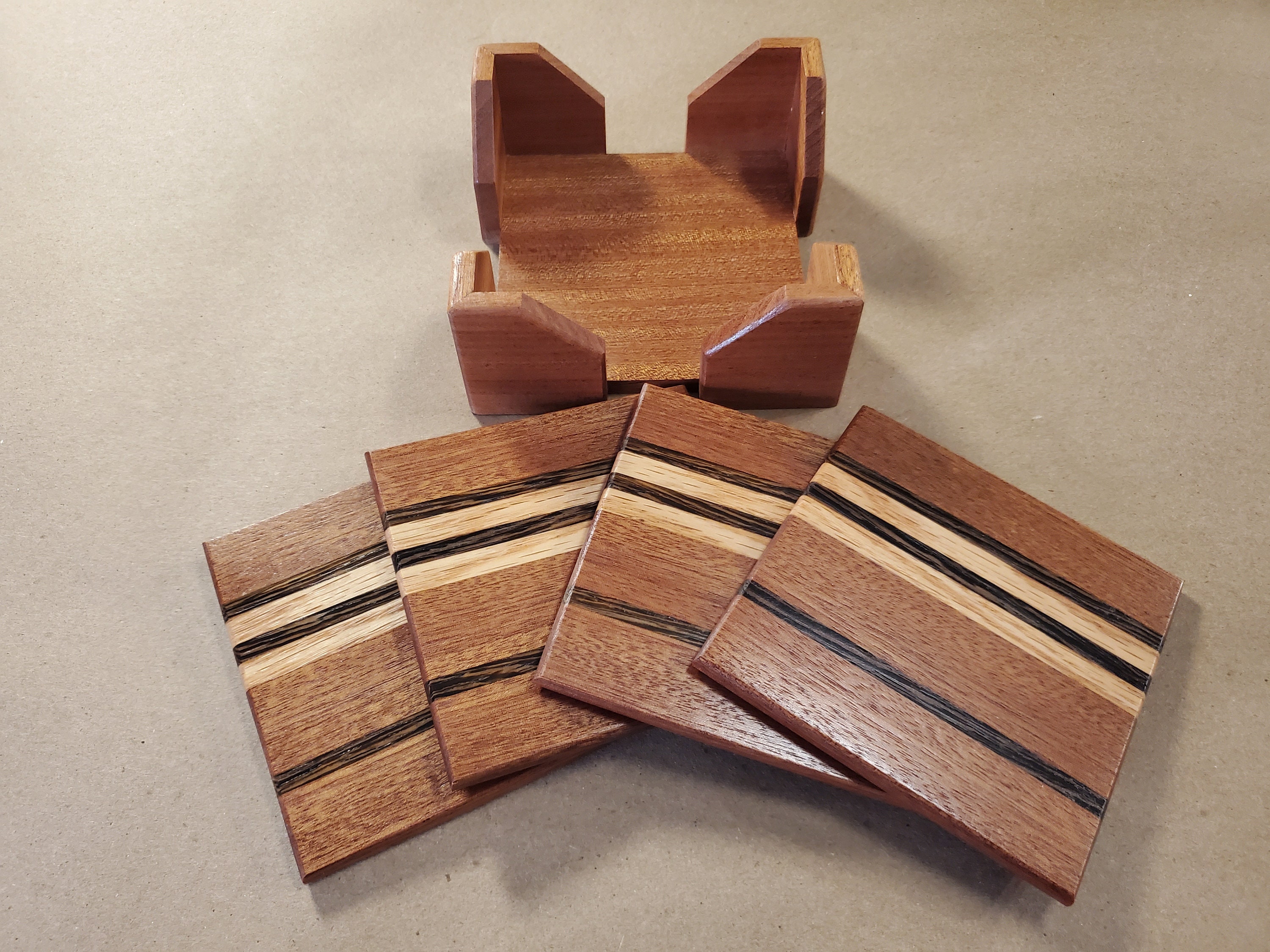 Wooden Coaster Set With Holder Coaster Set of 4 Drink Coaster Set - Etsy