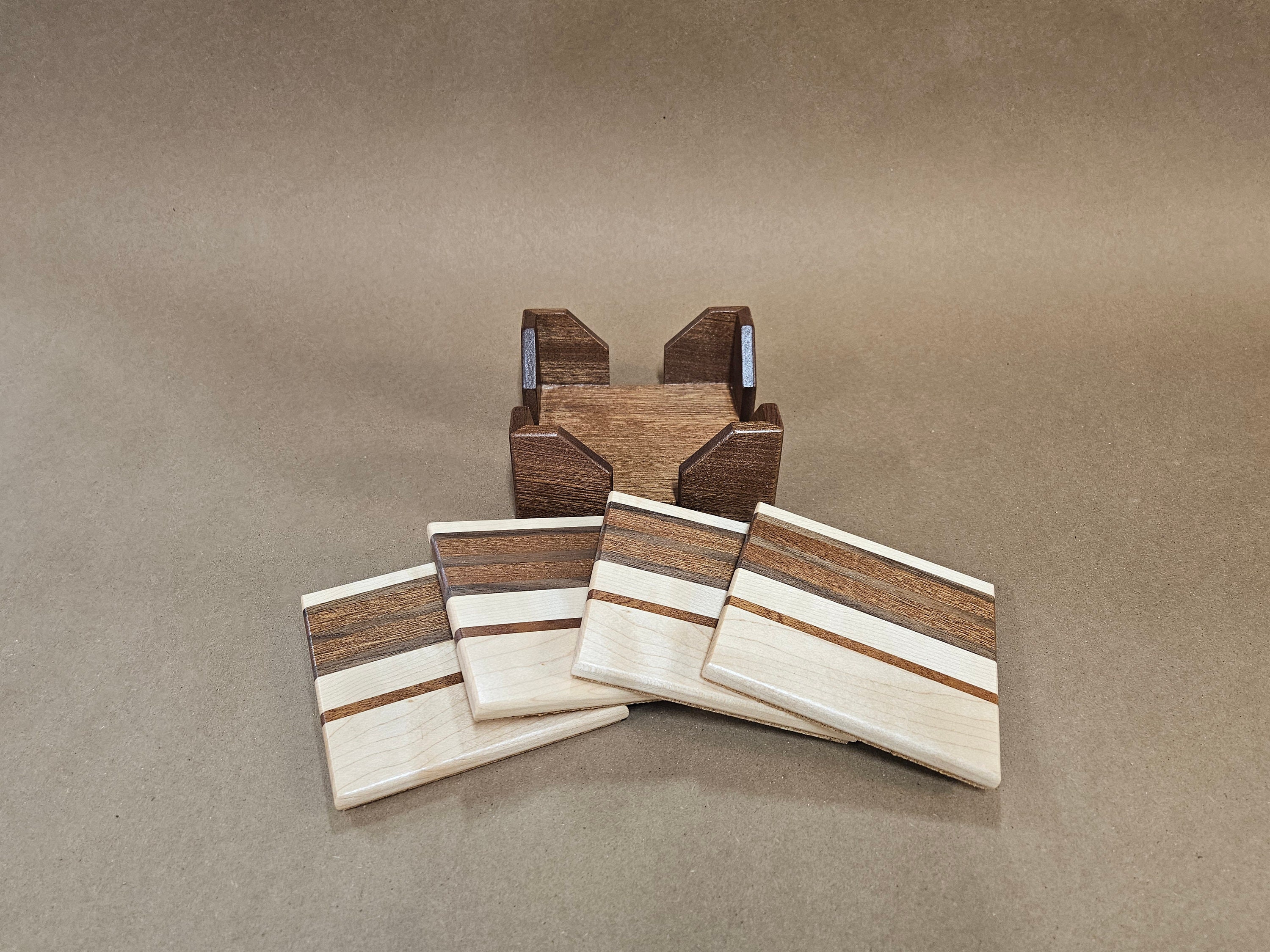 Wooden Coaster Set With Holder Coaster Set of 4 Drink Coaster Set - Etsy