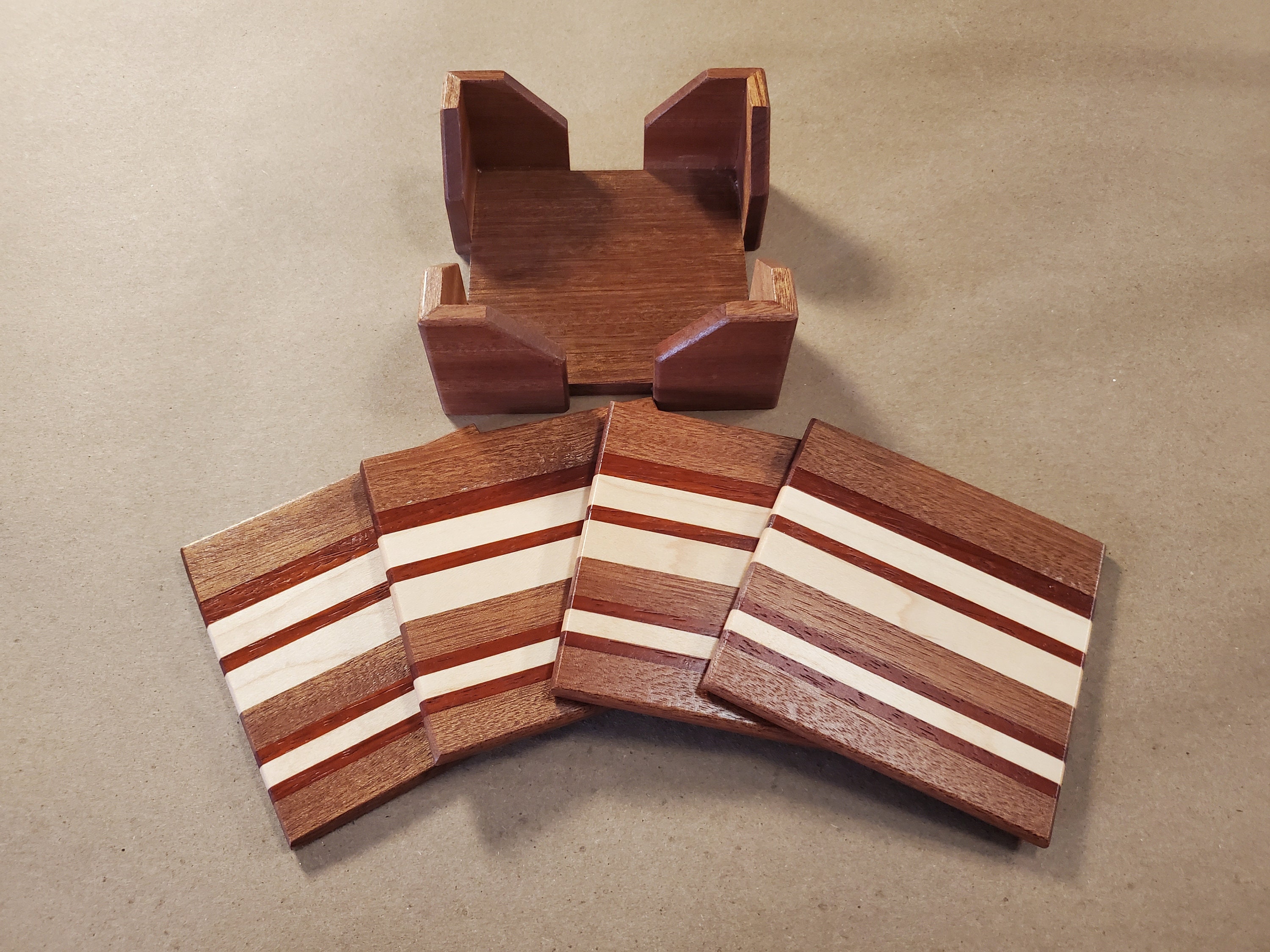 Wooden Coaster Set With Holder Coaster Set of 4 Drink Coaster Set - Etsy