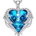 Blue Heart & Angel Wing Necklace, Swarovski Crystal Heart Pendant ...