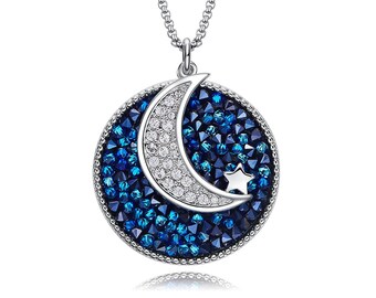 Blue Heart & Angel Wing Necklace Swarovski Crystal Heart - Etsy