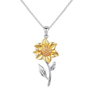 Sunflower Necklace 925 Sterling Silver Flower Jewelry - Etsy