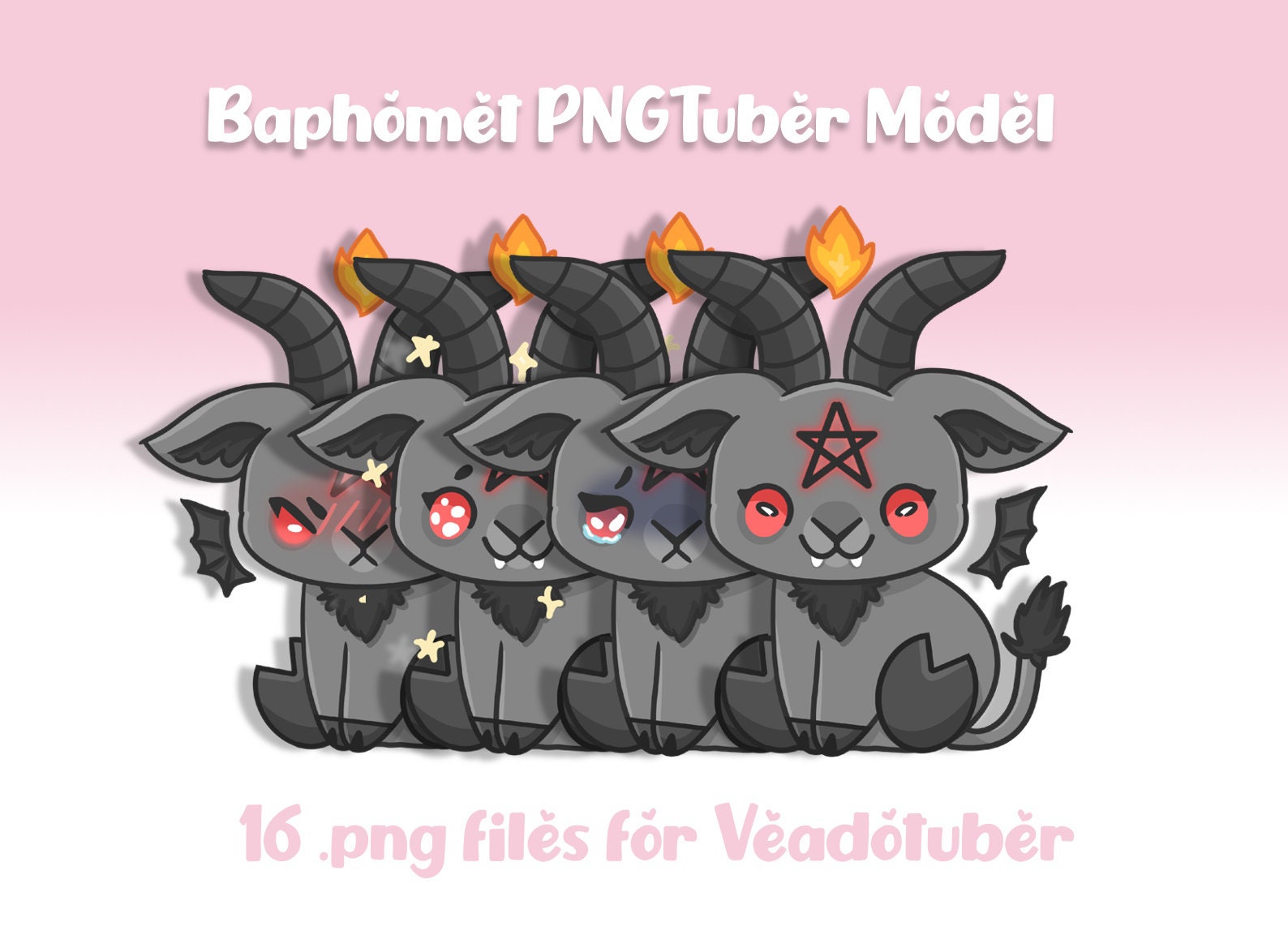 Baphomet Pngtuber Veadotube Kawaii Chibi Emotes for Streaming or Videos ...