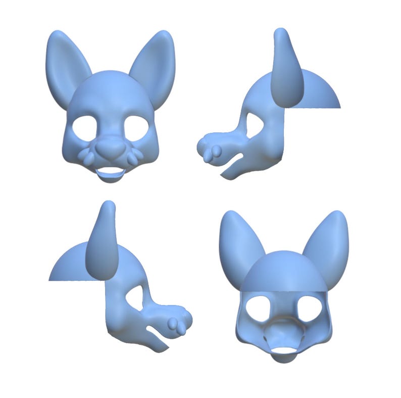 Cutie Fursuit Head 002 STL Files 3D Print Mask Base Short Snout Canine ...