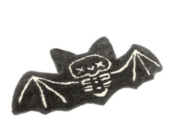 Bat Skeleton Black and Green Keyboard Rug Fluffy Pastel Handmade ...